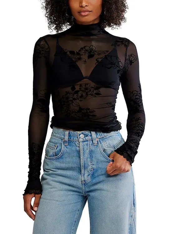Free People You Decide Mesh Top - Black