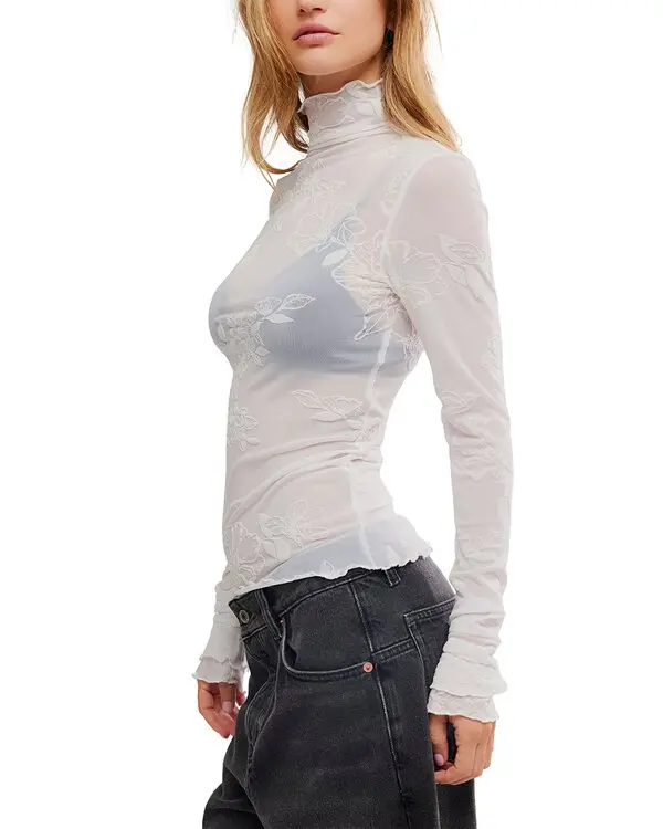 Free People Mesh Long Sleeve Top