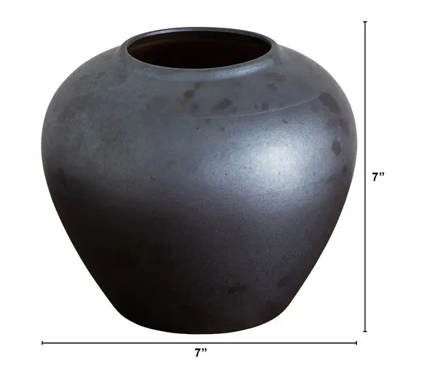 NEARLY NATURAL 7' Black Round Urn Vase