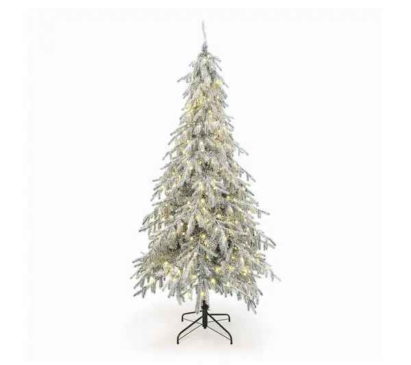 LUXEN HOME Luxenhome 7.5ft Pre-lit Flocked Sweeping Artifi Cial Xmas Tree - One-color