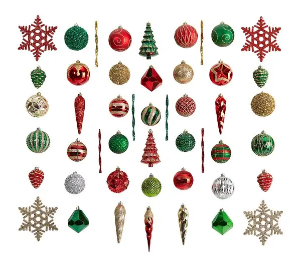 NEARLY NATURAL 52-count Christmas Tree Ornament Box Set - One-color