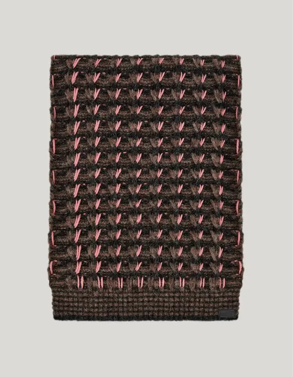 Canali Macro Jacquard Patterned Alpaca And Wool Knit Scarf - Brown