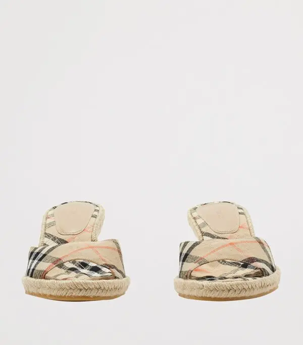 Burberry Check Mews Wedge Mules - Beige