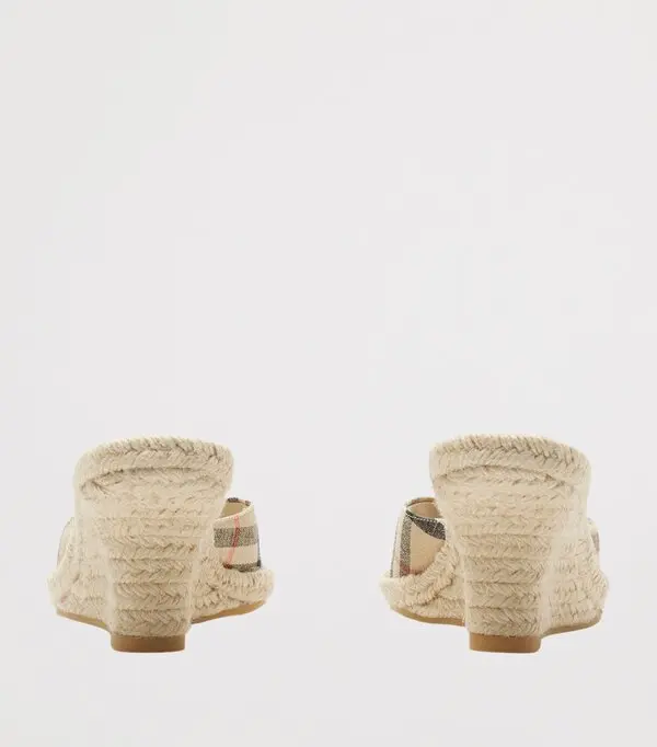 Burberry Check Mews Wedge Mules - Beige