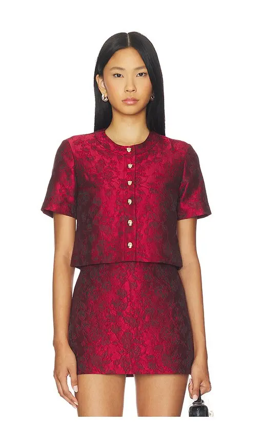 Amanda Uprichard X Jacquard Cropped Top - Ruby