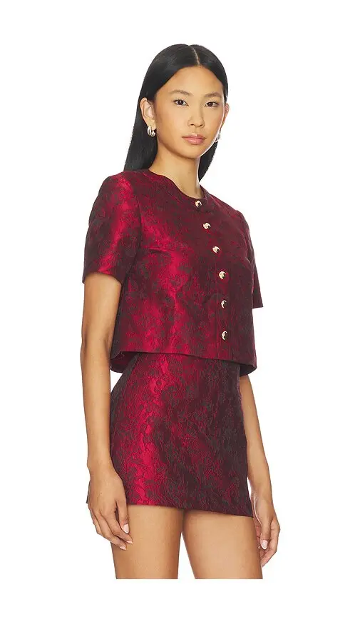 Amanda Uprichard X Jacquard Cropped Top - Ruby