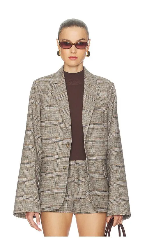 GUIZIO Oversized Tartan Blazer