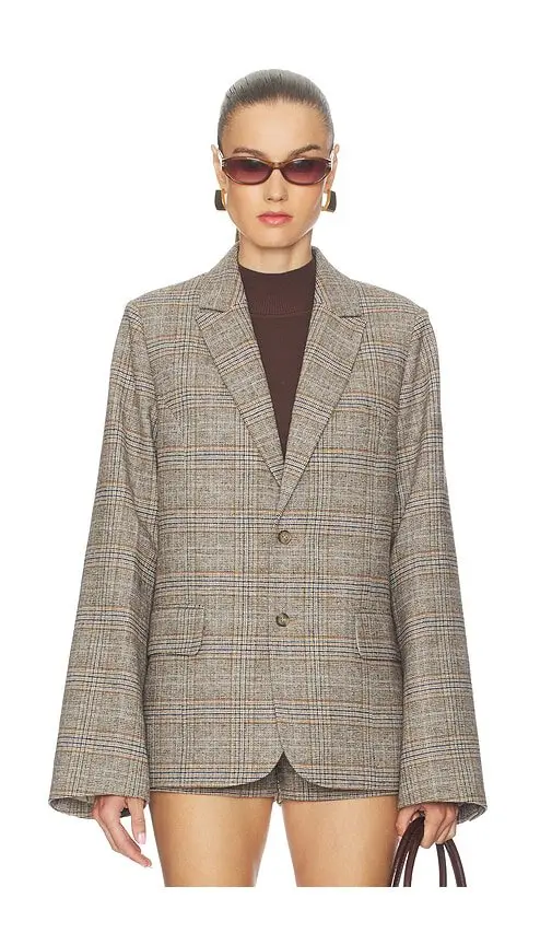 GUIZIO Oversized Tartan Blazer