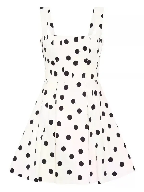 Rebecca Vallance Square Neck Polka Dot Mini Dress - White