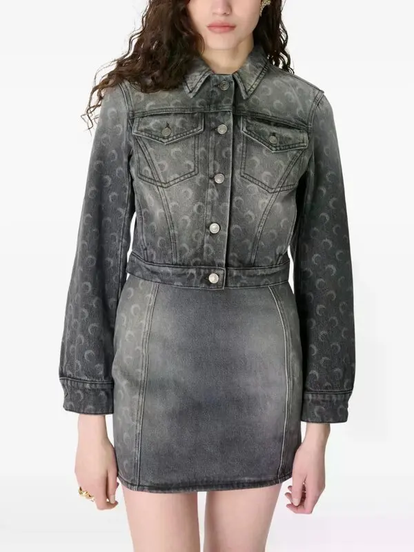 MARINE SERRE Moon Laser Denim Jacket - Grey