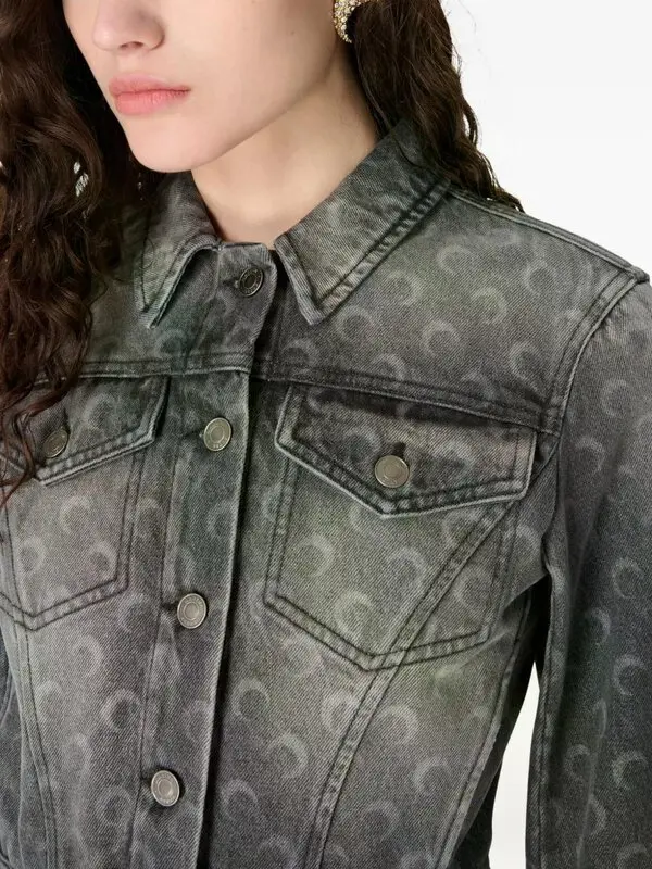 MARINE SERRE Moon Laser Denim Jacket - Grey
