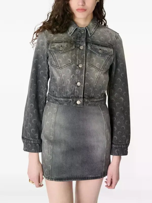 MARINE SERRE Moon Laser Denim Jacket - Grey