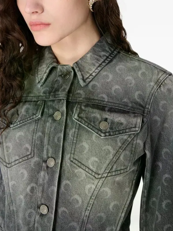 MARINE SERRE Moon Laser Denim Jacket - Grey