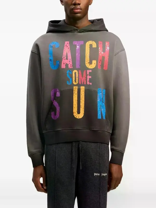 Palm Angels Graphic-print Cotton Hoodie - Grey