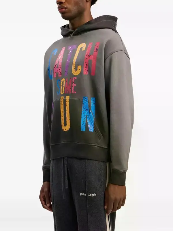 Palm Angels Graphic-print Cotton Hoodie - Grey