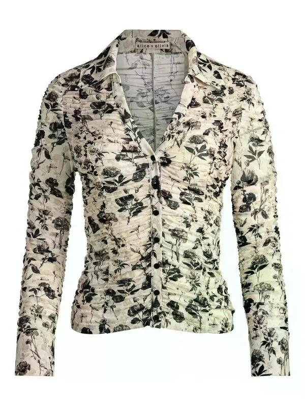 Alice + Olivia Portia Floral Button-down Shirt - Neutrals