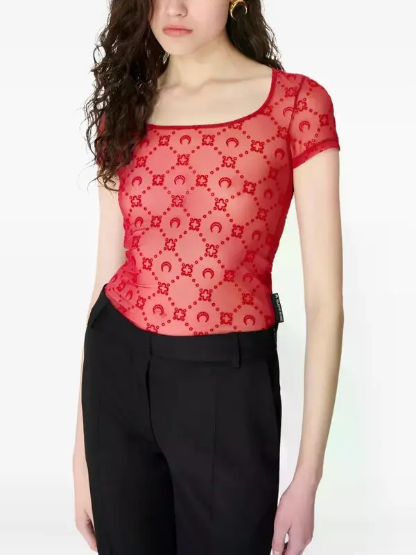 MARINE SERRE Moonogram Round-neck T-shirt - Red