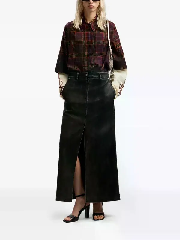 Palm Angels Curved-logo Coated Midi Skirt