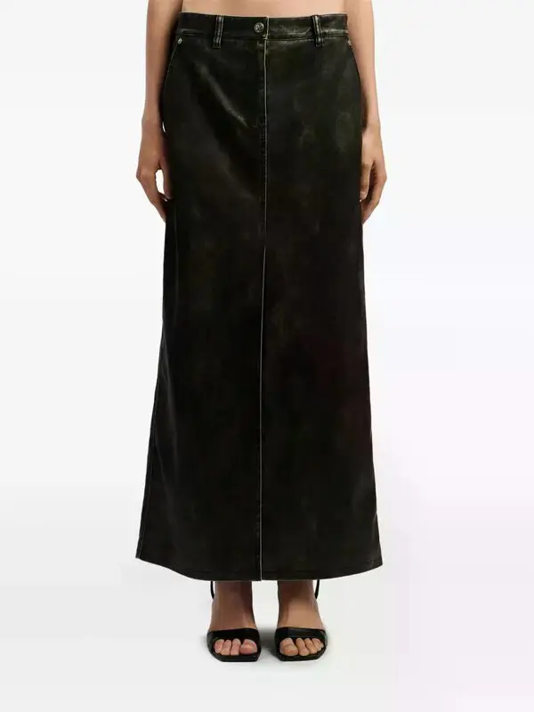 Palm Angels Curved-logo Coated Midi Skirt