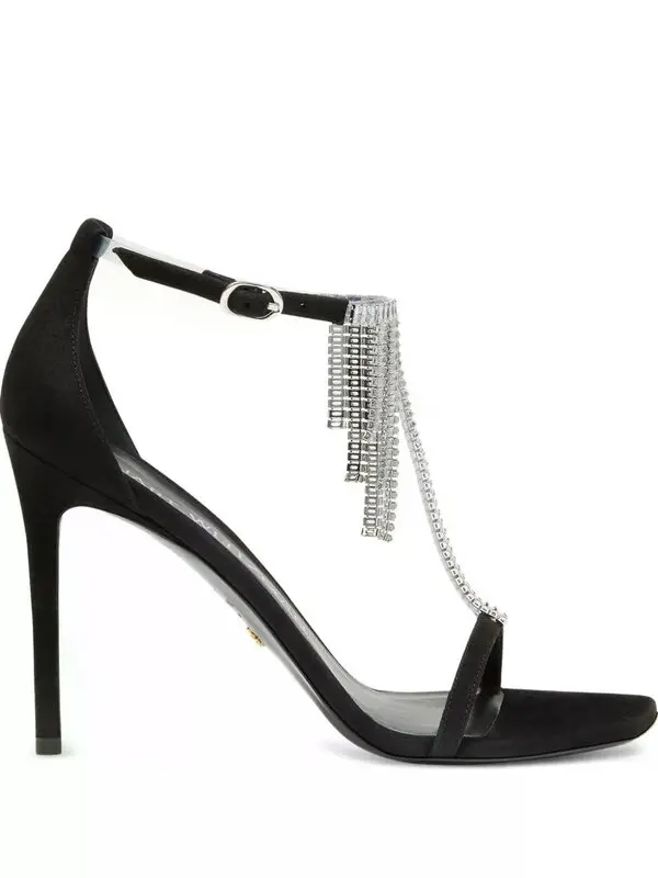 STUART WEITZMAN 100mm Nudistcurve Superglam Crystal-fringe Sandals
