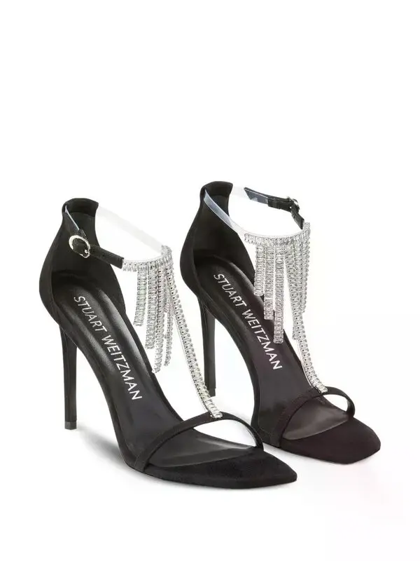 STUART WEITZMAN 100mm Nudistcurve Superglam Crystal-fringe Sandals