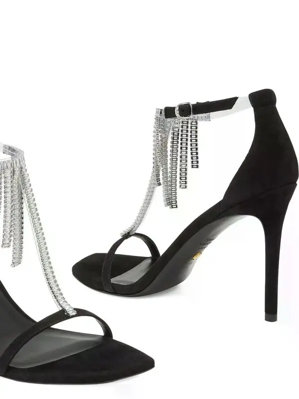 STUART WEITZMAN 100mm Nudistcurve Superglam Crystal-fringe Sandals