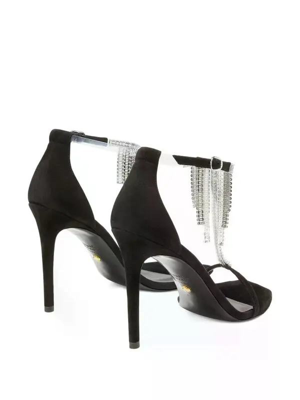 STUART WEITZMAN 100mm Nudistcurve Superglam Crystal-fringe Sandals