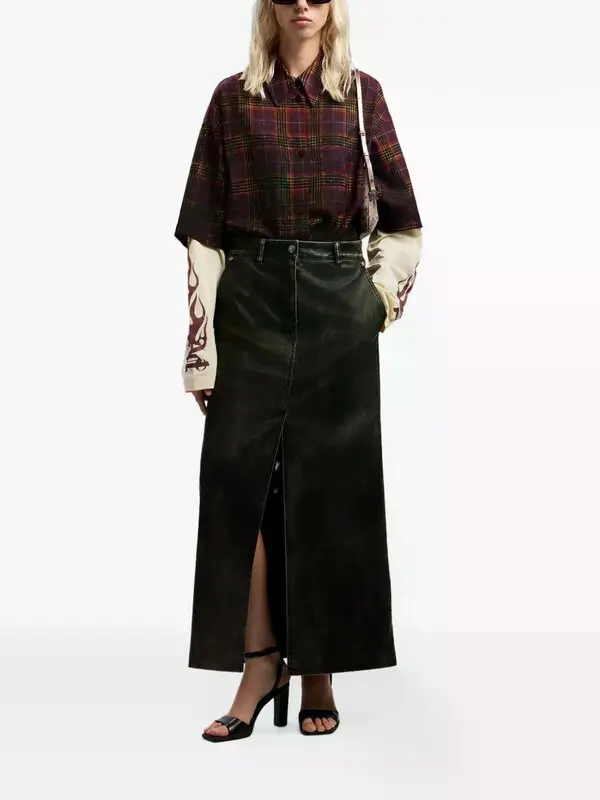 Palm Angels Check-patterned Shirt With Flame Print Sleeves