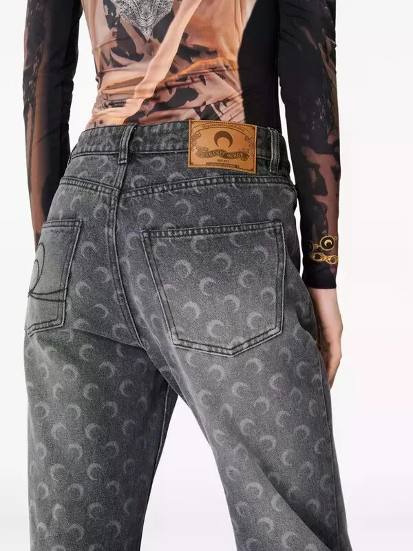 MARINE SERRE Moon Laser Wash Straight Jeans