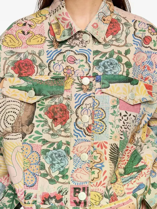 Bimba Y Lola Printed Denim Trucker Jacket