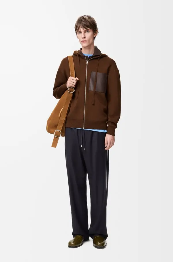 Loewe Zip-up Wool Hoodie - Brown