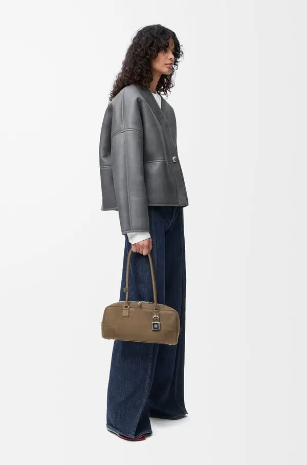 Loewe Shearling Cardigan With Anagram Pebble Button