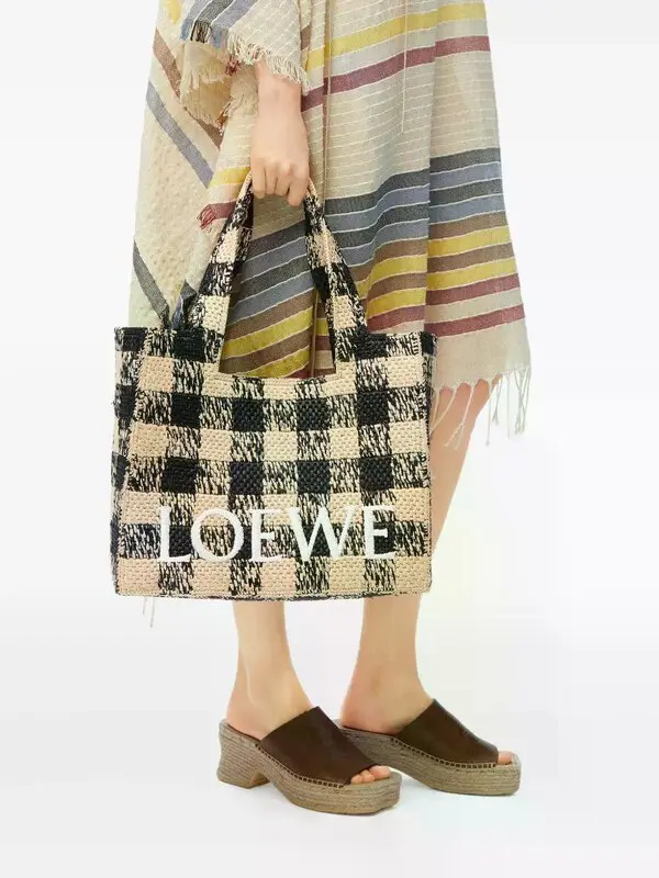 Loewe Large Checkerboard Tote Bag With Logo