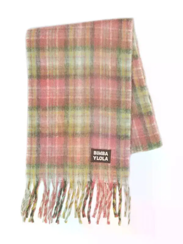 Bimba Y Lola Plaid Fringed Scarf - Pink