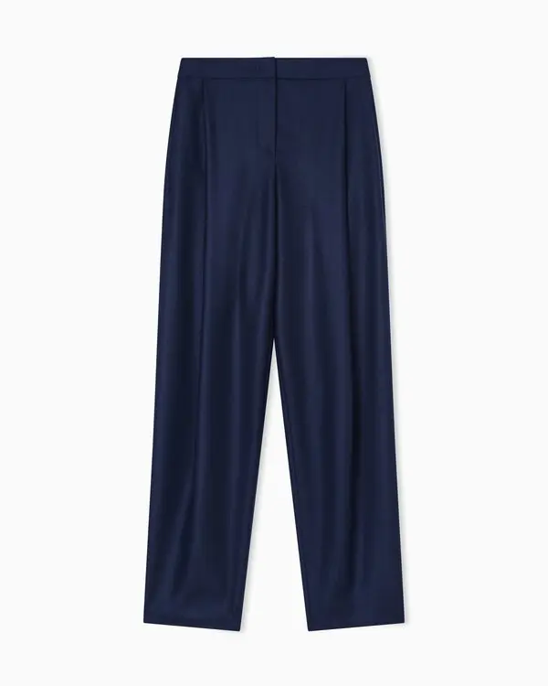 Giorgio Armani Single-pleat Cashmere Flannel Trousers - Navy Blue