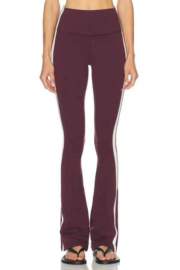 Splits59 Raquel High Waist Supplex Flare 32 Legging In Burgundy - Dark Cherry & Creme