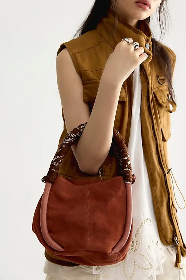 Free People Barlow Suede Bucket Bag - Rust