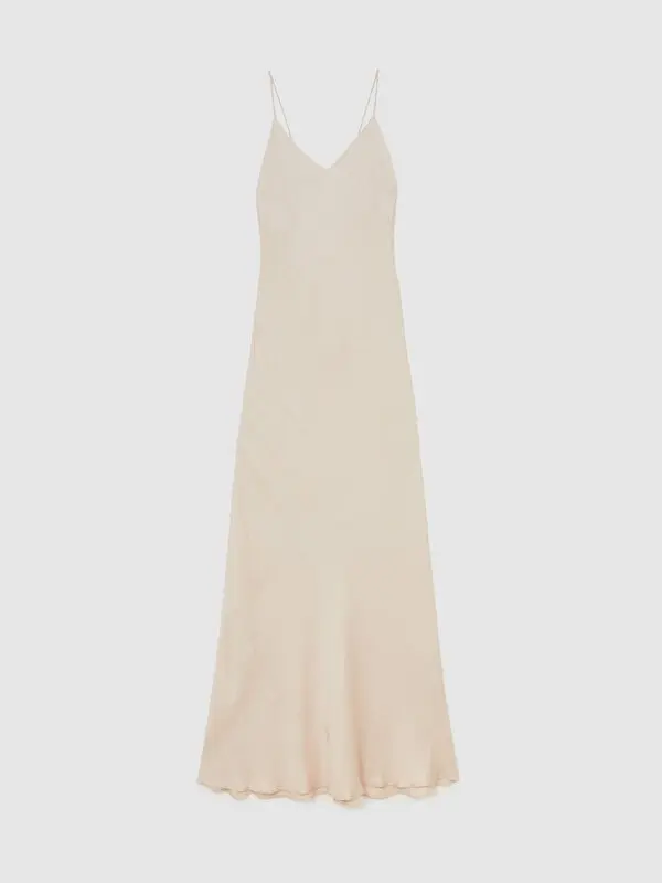 REISS Maggie Jacquard Maxi Slip Dress