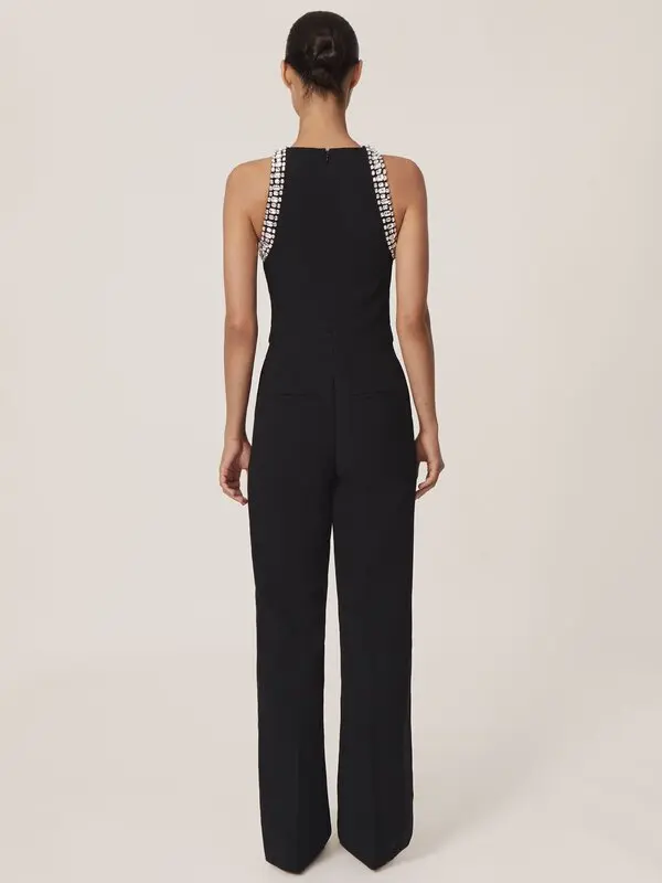 REISS Simone Crystal-embellished Cut-out Jumpsuit