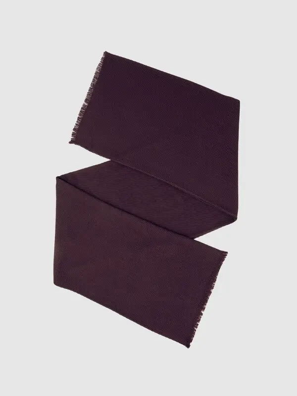 REISS Penny Wool Pleated Scarf - Burgundy