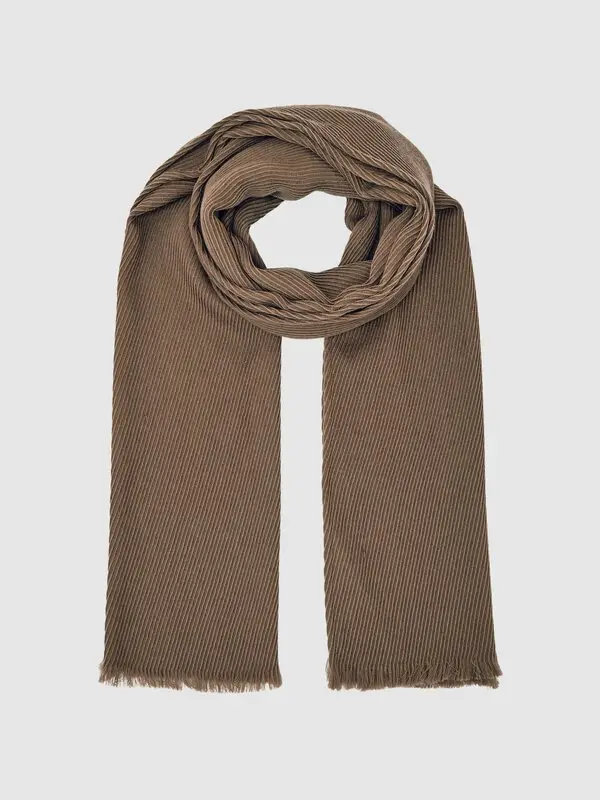 REISS Penny Wool Pleated Scarf - Taupe