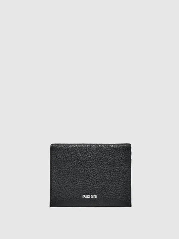 REISS Hilton Leather Bi-fold Cardholder - Black