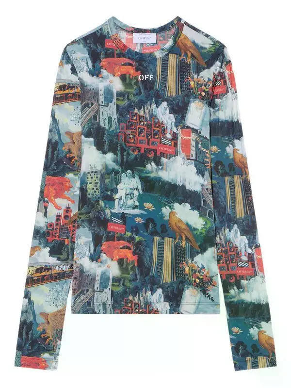 Off-White Printed Long-sleeve Top