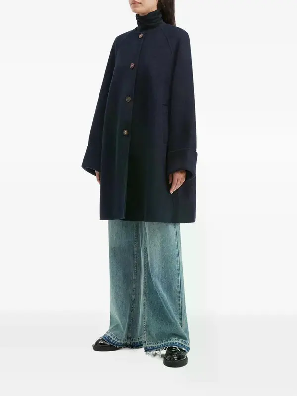 B+AB Button Fastening Scarf Coat - Blue