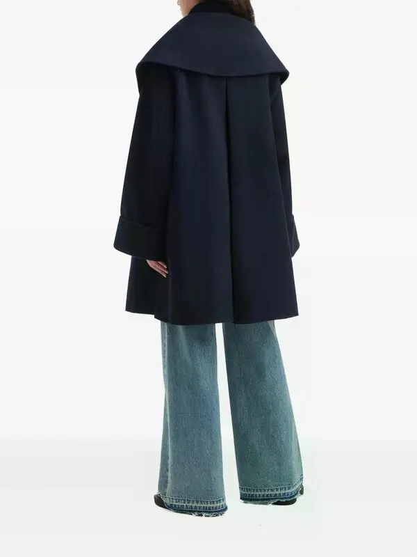 B+AB Button Fastening Scarf Coat - Blue