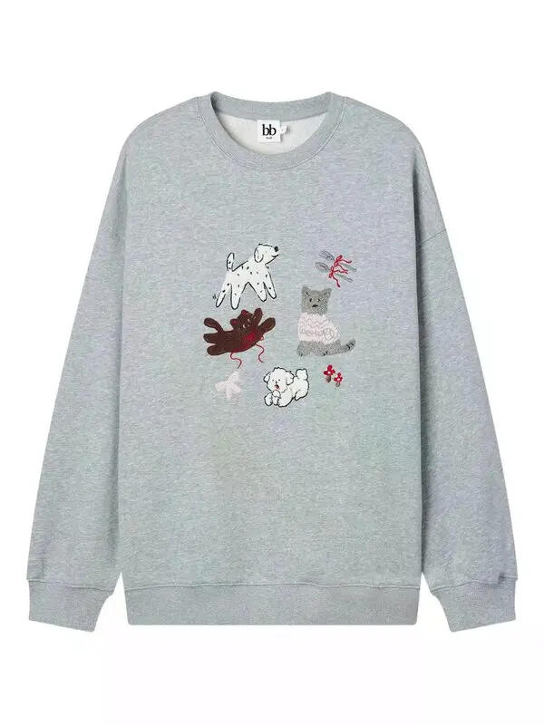 B+AB Embroidered Crewneck Sweatshirt - Grey