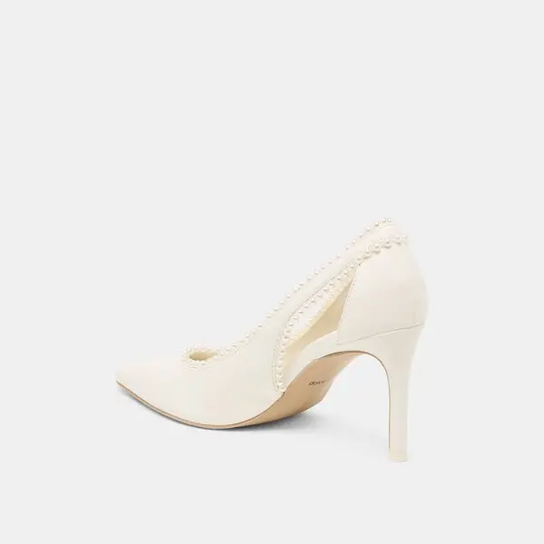 Dolcevita Kelson Pearl Pumps - True White Leather | Editorialist