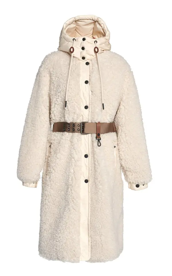 Moncler Blavet Long Teddy Coat - Ivory