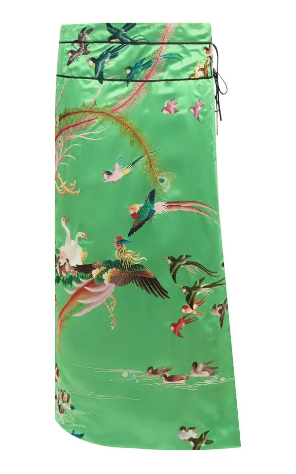 CONNER IVES Demi-couture Silk Tapestry Skirt - Green