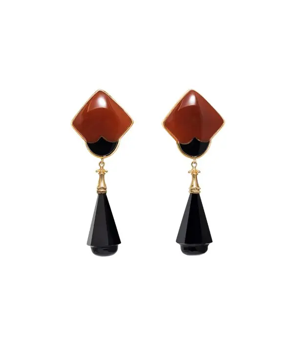 RENATO CIPULLO Carnelian And Onyx Drop Earrings